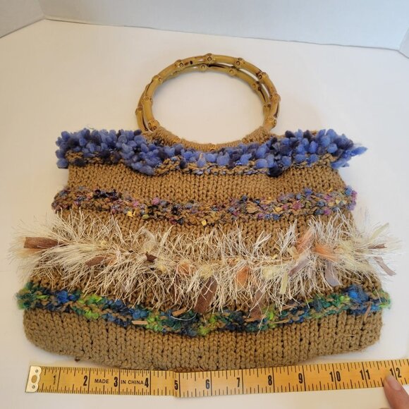 Bags | Cottage Core Vibes Knit Purse With Bamboo Handle | Poshmark